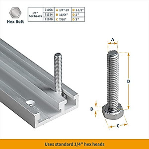 POWERTEC 71359 Aluminum Combo T-Track Miter Track for Woodworking | 32” Dual Track Rail, Aluminum Grey