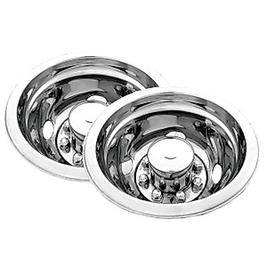 Kaper II SS-1604-EZNU Polished Stainless Steel Universal Truck Wheel Simulator Set for Chevrolet/Ford/Dodge (16" x 6" 6.5" Bolt Circle 8 Lug 4 Hand Hole, Pop Off for 4 Wheels Drive Hubs)
