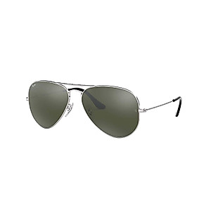 Ray-Ban RB3025 Classic Aviator Sunglasses, Silver/Grey Mirror, 55 mm