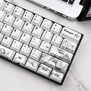 JSJT Custom Keycaps 110 Keys Panda Keycaps PBT Dye Sublimation Japanese Keycaps OEM Profile Keycaps with Keycap Puller for Cherry MX Switch 104/87/71/61 60 Percent Mechanical Keyboard