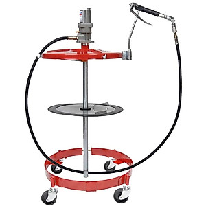 Lincoln 4417 Portable Air Operated High-Pressure Industrial 40:1 Pneumatic Single Acting Grease Pump, Drum Cover, Dolly, Follower, Control Valve and 7 Foot Hose