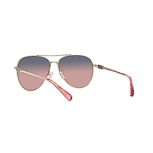 Coach HC7140 Sunglasses, Shiny Light Gold/Plum Purple Scarlet Gradient, 61 mm