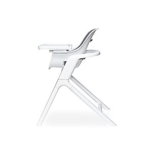 4moms Connect High Chair, One-Handed Magnetic Tray Attachment, White/Grey