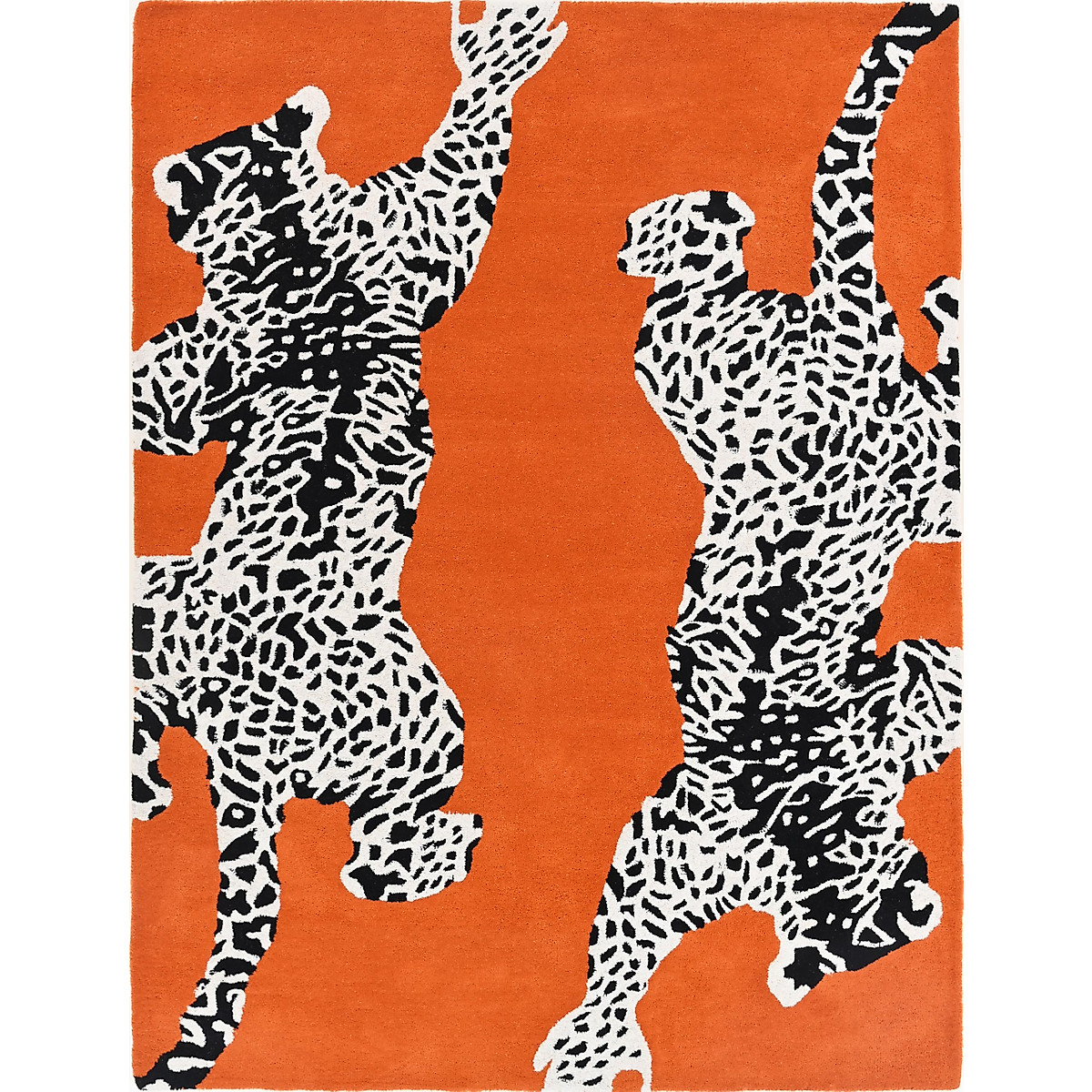 Restoration and Renovation Climbing Jaguar Modern Handmade Wool Rug for Living Room, Bedroom and Dining Room (Orange, 5' x 7')