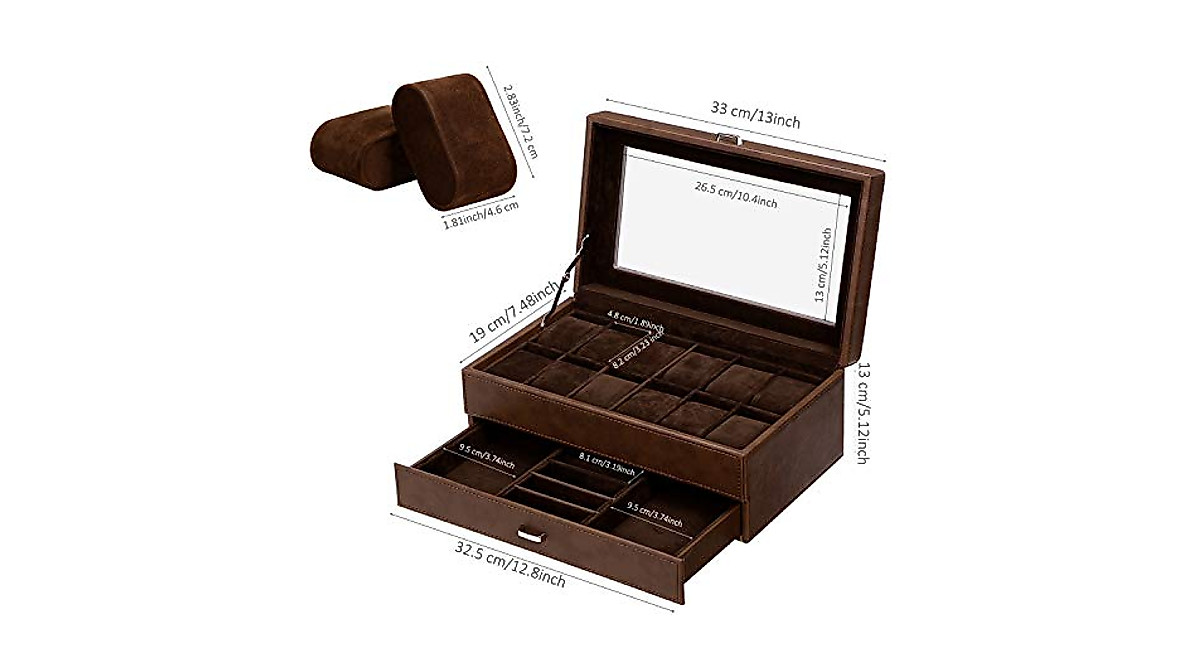 Luxury Watch Organizer with Glass Top & Jewelry Drawer | BEWISHOME