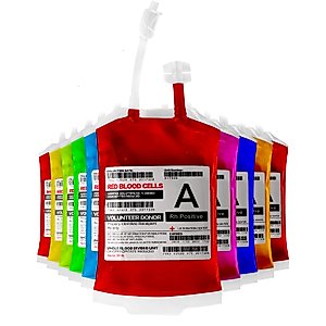 meowtastic Blood Bags for Drinks for Halloween Party Decorations, Reusable Halloween Blood Bag Drink Pouches with Syringe, IV Bags for Drinks, Vampire Nurse Graduation Decoration Supplies, Pack of 10