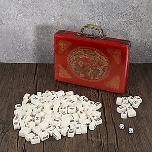 IRONWALLS Chinese Majong Set, 146PCS Mahjong Tile Set with 1” Majongg Tiles, 2PCS Dice & Wooden Carrying Case Box, Complete Majong Game Sets for Travel Party Family Game