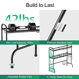 GSlife Over The Sink Dish Drying Rack Stainless Steel 2 Tier Dish Rack Above Kitchen Sink Shelf Durable Dish Drainer, Black