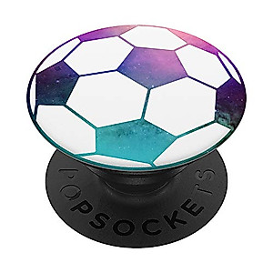 Galaxy Soccer Ball - Purple Teal Space Nebula PopSockets PopGrip: Swappable Grip for Phones & Tablets