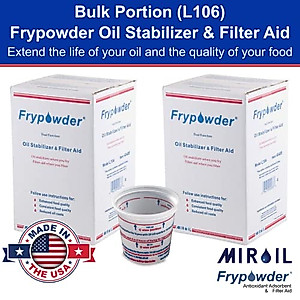 MirOil L106 8 Gal - BULK SAVER - 2 x L104 Boxes of Fry Powder Oil Stabilizer and Filter Aid, CS of 2 x 4 Gallons of Powder - Fry Oil Saving, Item 403022