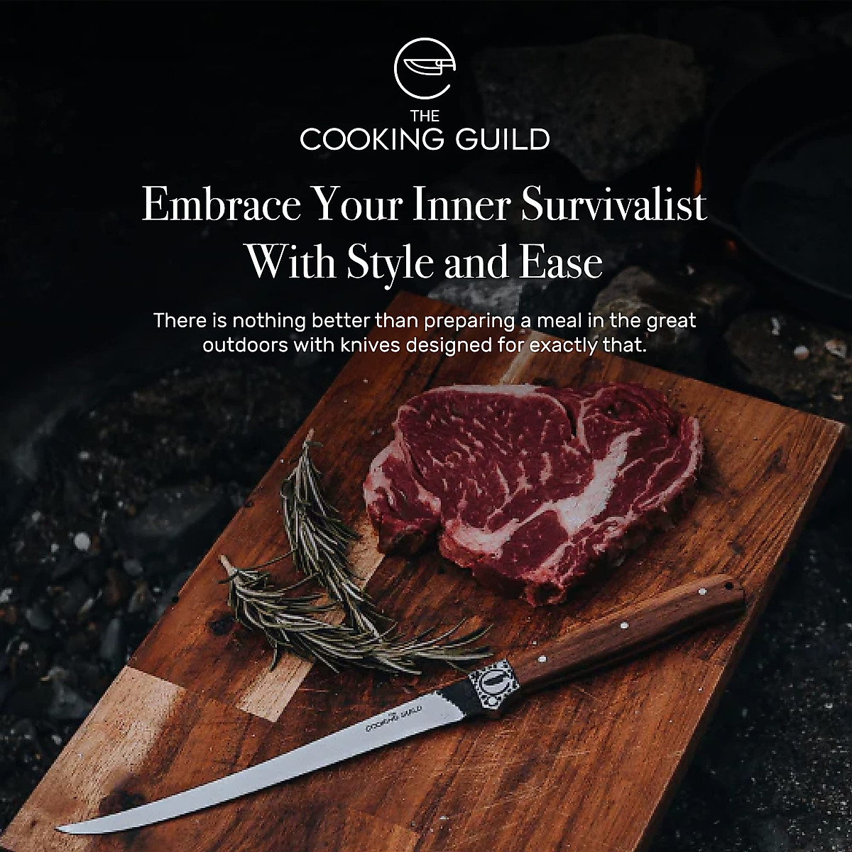 The Cooking Guild Professional Fillet Knife Fishing - 7" High Carbon Stainless Steel Boning Knife for Meat & Fish - Deboning Knife Filet Set incl. Leather Sheath for Butchering