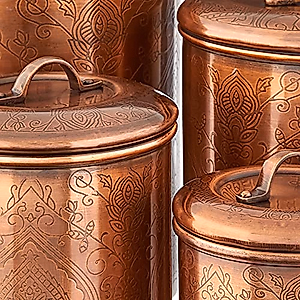 Old Dutch "Tangier Etched Canisters, Antique Copper