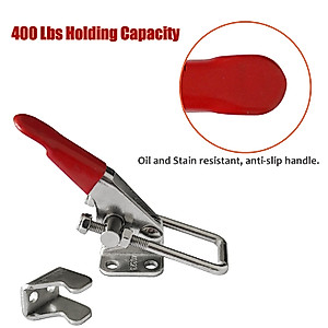 CUKAYO 2pcs Heavy Duty Toggle Clamp Capacity 400LBs, 304 Stainless Steel Adjustable U Bolt Holding Quick Release Latch (40323-2pcs)