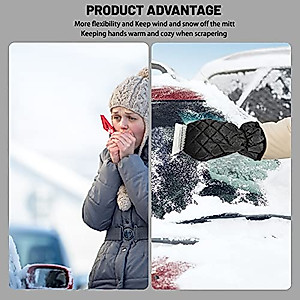 2PCS Car Ice Scraper with Glove-Mitt Snow Scraper Removal Glove Oxford Cloth-Waterproof & Windproof -Cleaning Snow Shovel Ice Scraper Tool for Auto Window|Ice Scraper|