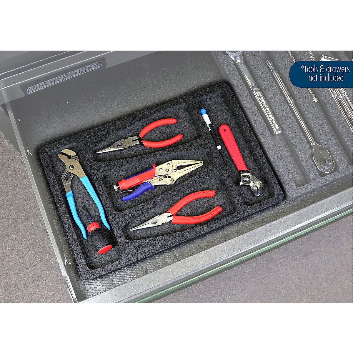 Polar Whale Tool Drawer Organizer Small Pliers Holder Insert Black Durable Foam Tray 15 x 10 Inches 5 Pockets Holds 3 Small Pliers Up To 8 Inch Long Fits Craftsman Husky Kobalt Milwaukee Many Others