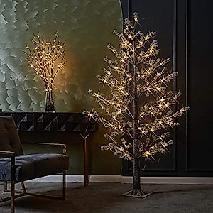 LITBLOOM Lighted Brown Willow Branches with Timer and Dimmer 2 Sets Tree Branch with Warm White Lights for Holiday and Party Decoration 32IN 150 LED Waterproof Plug in