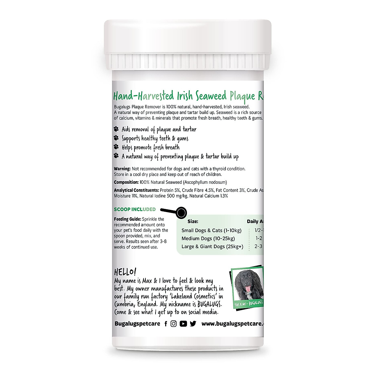 BUGALUGS Plaque Off Remover for Dog Teeth & Bad Breath 100% Natural | Plaque Off No Toothbrush or Dog Toothpaste | Remove Dog Bad Breath & Plaque Remover for Dogs & Cats (Dog 70g)