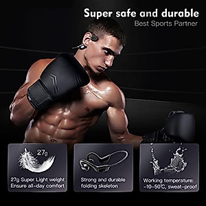 ATMPC Bone Conduction Headphones, Open Ear Headphones Wireless Bluetooth with Mic, Sports Earphones with LED Power Display, Up to 8 Hours Playtime, Waterproof Earphones for Running Workouts MP3 Player