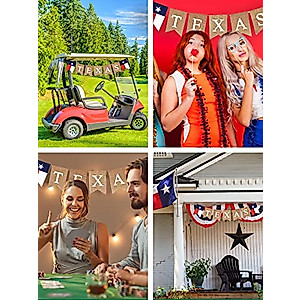 Mandala Crafts Burlap Texas Banner for Texas Themed Party Supplies - Jute Texas Lone Star State Flag TX Pennant for Garden Fence Fireplace Mantel Classroom