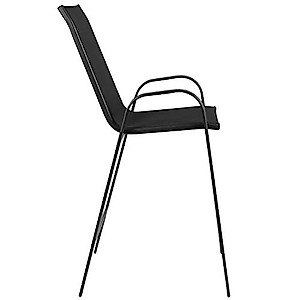 Flash Furniture 2 Pack Brazos Series Black Outdoor Barstool with Flex Comfort Material and Metal Frame