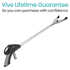 Vive Suction Cup Grabber Reacher 32" - Elderly Grab It Reaching Pickup Tool Heavy Duty for Seniors - Trash, Sticks, Litter Picker Upper - Extra Long Reach Handle & Handy Extension Arm Claw