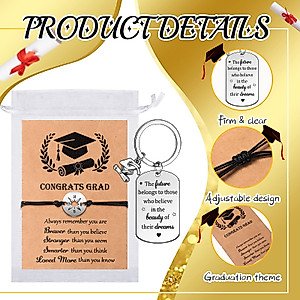 Junkin 20 Pack Graduation Bracelet Gift for Her Him Graduation Keychain Class of 2024 Student Compass Bracelet College School(Congrats Grad)