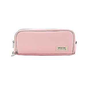 Satiable Pencil Bag, Large Capacity Cute Multifunctional Pencil Case Stationery Pouch Marker Pen Case Simple Stationery Bag bag with Zipper Bag For Teens Girls Adults Student, Pink