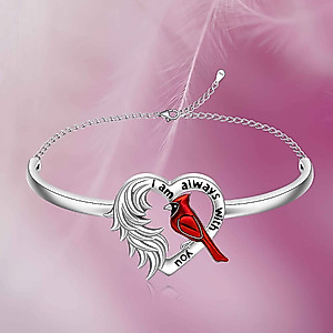 Iringnier Cardinal Bracelet for Women Heart Angel Wing When a Cardinal Appears Your Loved One Is Near Inspirational Memory Memorial Bracelet for Loss Of Loved One Gifts