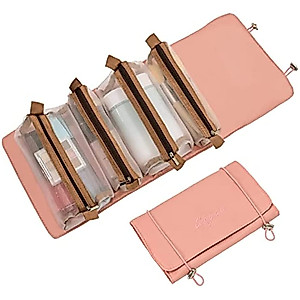 InfantLY Bright Women Cosmetic Bag Travel Organizer Foldable Hanging Nylon Wash Bag Portable Makeup Bag Multifunctional Toiletry Pouch
