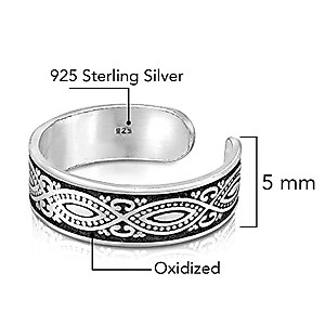 AeraVida Sleek Unisex Balinese Marquise Design Sterling Silver Long Toe or Pinky Ring, 0.20 inch