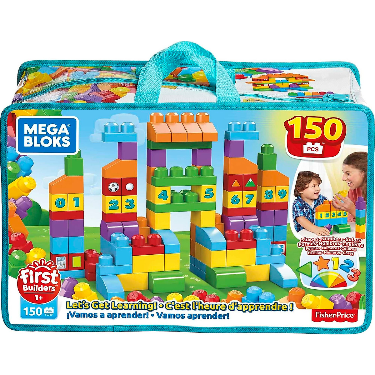 MEGA BLOKS 150 Toddlers Blocks Learning Toy Building Set, Let's Get Learning! For Toddlers 1-3