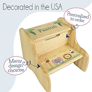 Personalized North Woodland Critters Espresso Two Step Stool