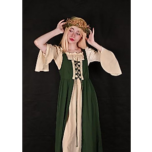 MOSTORY Handmade Woodland Fairy Crown Elf Forest Headpiece Medieval Leaf Circlet for Men Prince Adult God Cosplay Renaissance Halloween Wedding Gold Green