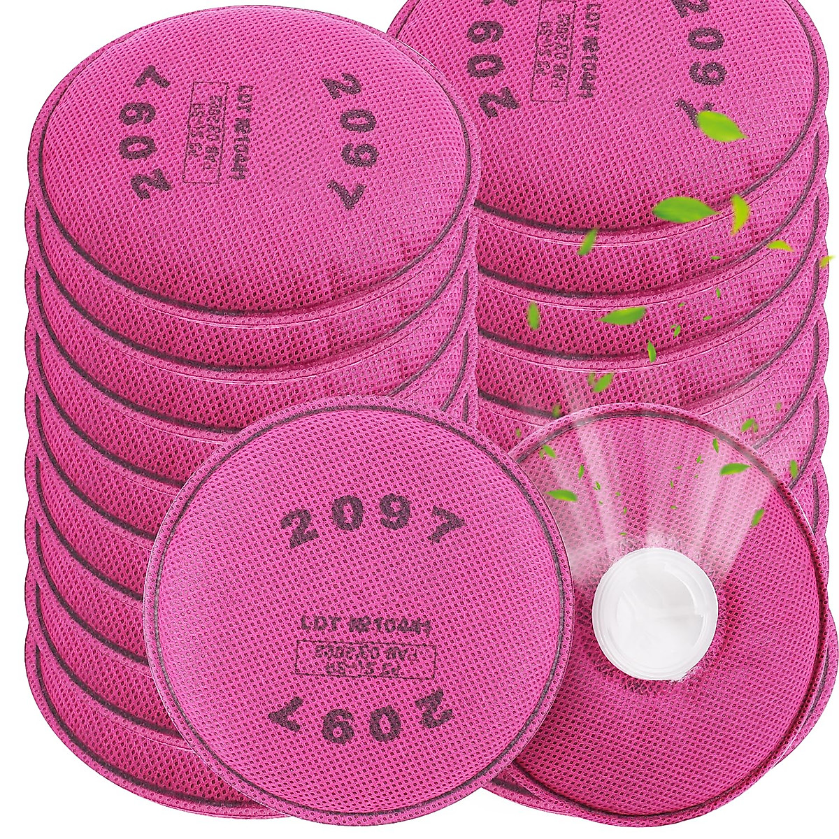 20PCS(10Pack) 2091 2097 Particulate Filters Cotton - Compatible with 6000 7000 FF-4 Series Half and Full Face Respirator Mask Used foe Dust Asbestos Woodworking Sanding