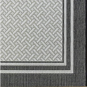 Gertmenian Indoor Outdoor Classic Flatweave Area Rug, Stain & UV Resistant Carpet, Deck, Patio, Poolside & Mudroom, 8x10 Ft Large, Simple Border, White Black, 23018