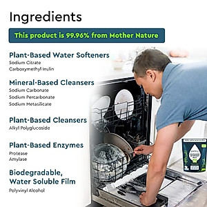 Puracy Dishwasher Pods, 50 Count, Natural Detergent, Free & Clear Enzyme-Powered Automatic Dishwasher Pod, Spot and Residue-Free Dish Tabs, 2-in-1 Soap and Rinse Aid