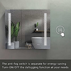 Vyaya Modern Home Decor Erie 30" W x 26" H Rectangular Silver Aluminum Recessed or Surface Mount Mirror Medicine Cabinet