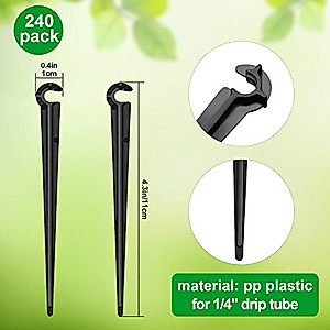 240 Pieces Irrigation Drip Support Stakes Tubing Hose Holder 1/4 Inch Tubing Support Holder for Vegetable Gardens Flower Beds Supplies
