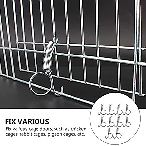 STOBOK 20PCS Metal Finger Spring Latch Hook Cage Door Spring Hook for Fixing Pet Wire Cage Door Rabbit Birds Bunny Rodents Guinea Pig Hamster Parrot Hedgehog