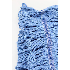 Turkey Creek Essentials Mop Heads Commercial Grade USA Made Looped End Heavy Duty Large Mop Head of Blue 4-Ply Synthetic Yarn Industrial Wet Mop Head Replacement and String Mop Refills (2, Large)