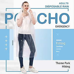 SWOGAA Disposable Rain Ponchos for Adults (6 Pack) - 50% Extra Thicker Men or Women Emergency Ponchos with Hood