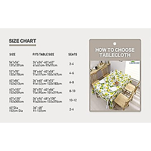 LIBERECOO Vinyl Tablecloth Flannel Backed Stain-Resistant PVC Table Cloth Waterproof Oil-Proof Wipeable Indoor/Outdoor Picnic, BBQ and Dining Table Cover (60 x 84 Inch, Lemon)