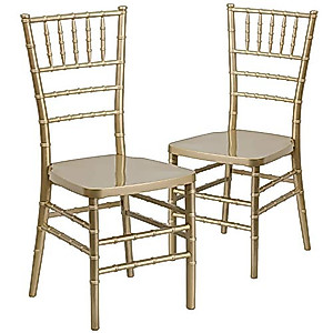 Flash Furniture 2 Pack HERCULES PREMIUM Series Gold Resin Stacking Chiavari Chair