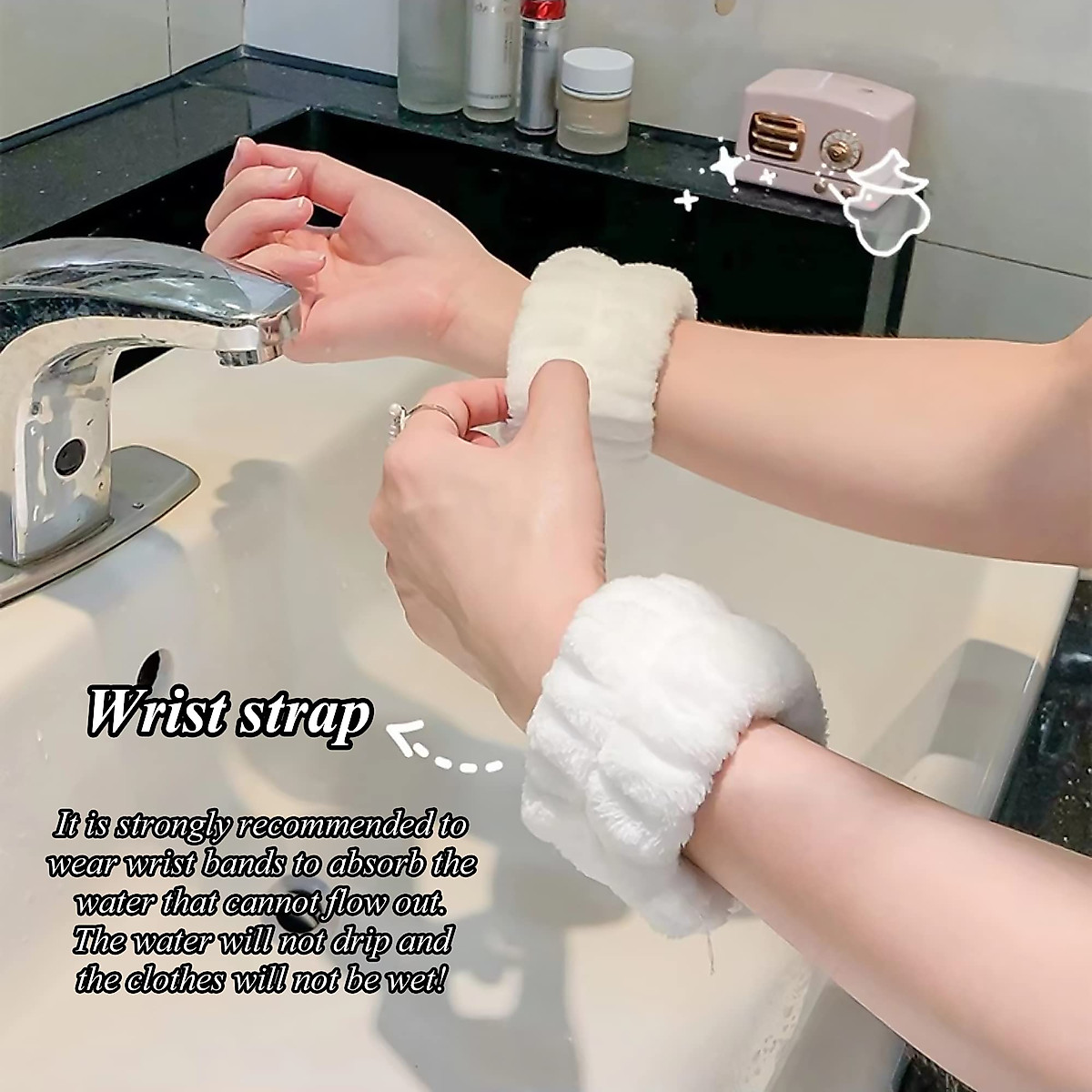 6 PCS Face Washing Wristbands for Washing Face Microfiber Wrist Wash Band Towel, Reusable Sweatband Makeup Skincare Yoga Sports Prevent Liquids Spilling Down Arms for Women Girls