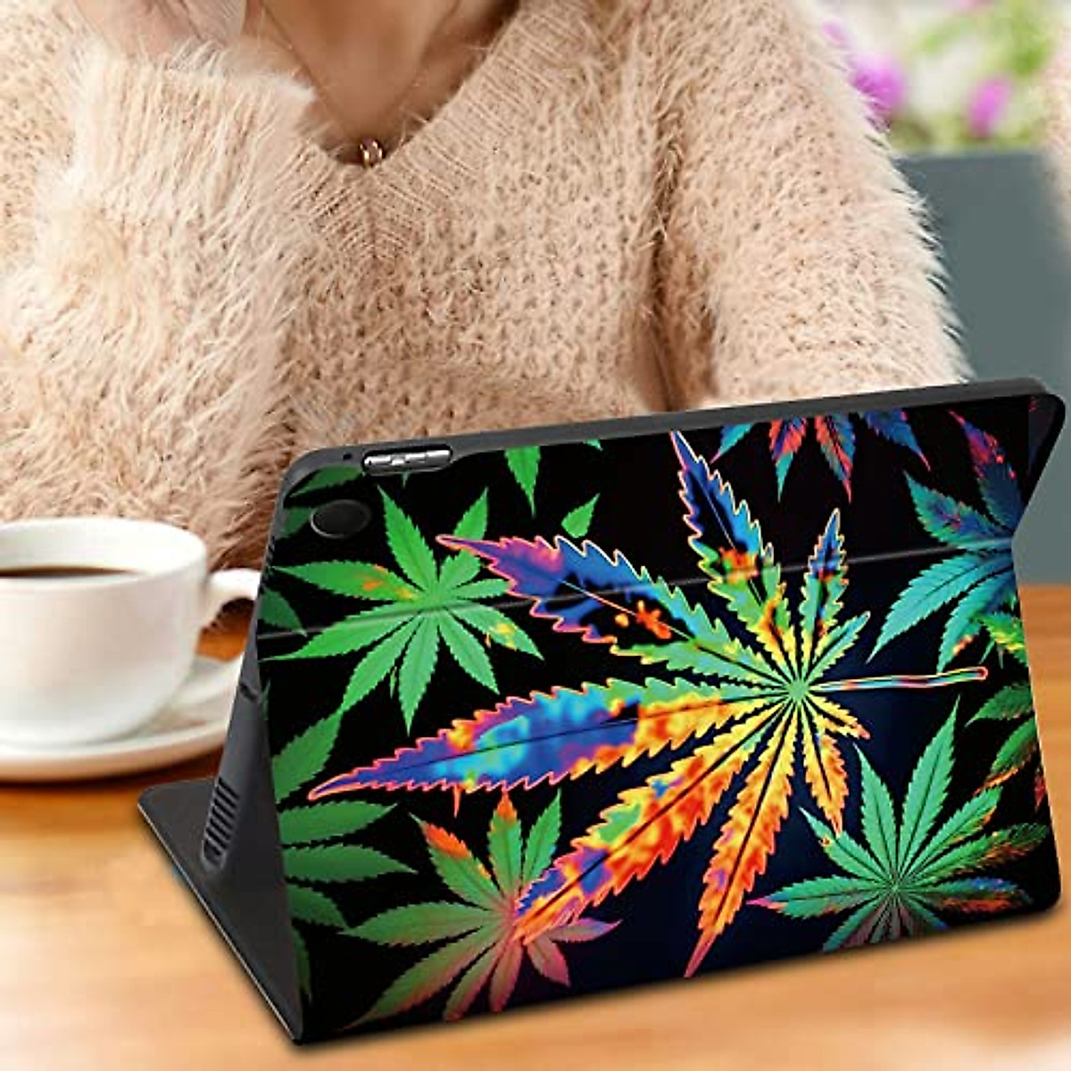 Rossy Case for Samsung Galaxy Tab A8 Case 10.5 inch 2022 Slim Lightweight PU Leather Adjustable Smart Stand Cover with Auto Wake/Sleep for Samsung Tab A8 2022 (SM-X200/X205/X207),Marijuana Leaf Weed