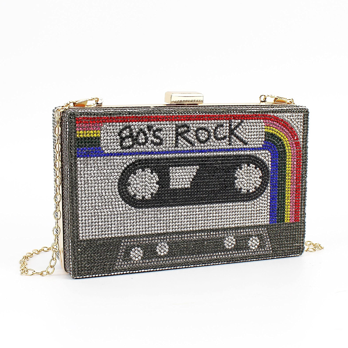 Women Retro Radio Shape Crossbody Bag PU Leather Vintage Evening Clutch Purses (A-Dark Grey)