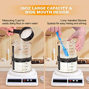 Aofmee Sourdough Starter Jar, 36oz Large Capacity Sourdough Jar Wide Mouth -Gift Ideal for Beginner Sourdough Bakers, Reusable Sourdough Starter Kit - Easy to Use & Clean (Blue)