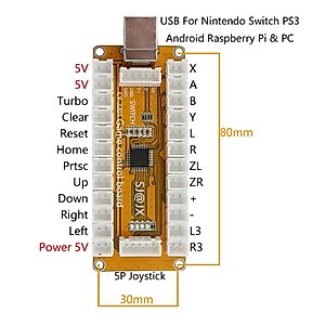 SJ@JX Arcade Game Controller USB Encoder 2 Player Gamepad Cherry MX Microswitch Button 8way Joystick for Nintendo Switch PC PS3 Retropie Raspberry Pi MAME