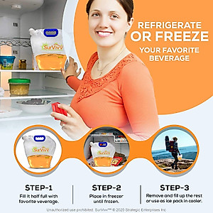 SurVivv Premium Collapsible Water Container Bag, No-Leak, Freezable, Odorless, Flat Folding, BPA Free Food Grade Clear Plastic Storage Tank for Sports Outdoors Camping (1.3 Gal 5Pk)