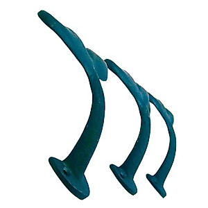 Navy Blue Whale Tail Cast Iron Wall Hooks, Wall Mounted for Hanging Coats, Purses, Towels, Hats, Beach Themed Wall Décor, Set of 3, 4.5 Inches High